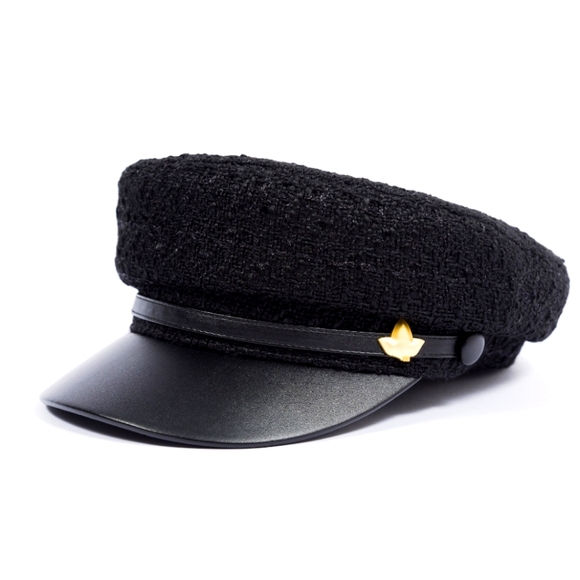 Accessories | 2 Pearls Tweed And Leather Conductors Hat | Poshmark